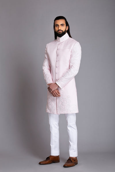 Pink Linen Silk Achkan – Rohit Kamra Jaipur