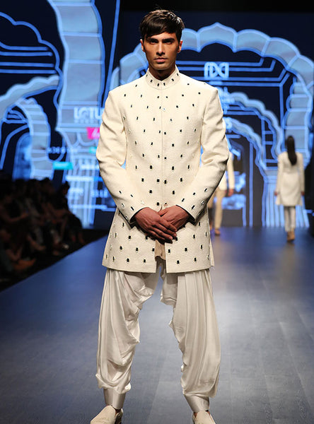 Cream Matka Silk Indo Western - Sherwani Achkan | Rohit Kamra – Rohit ...